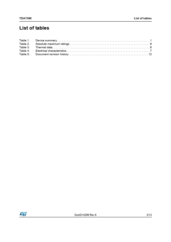 YD7388 Datasheet PDF ((TDA7388) 4 x 45 W quad bridge car radio ...