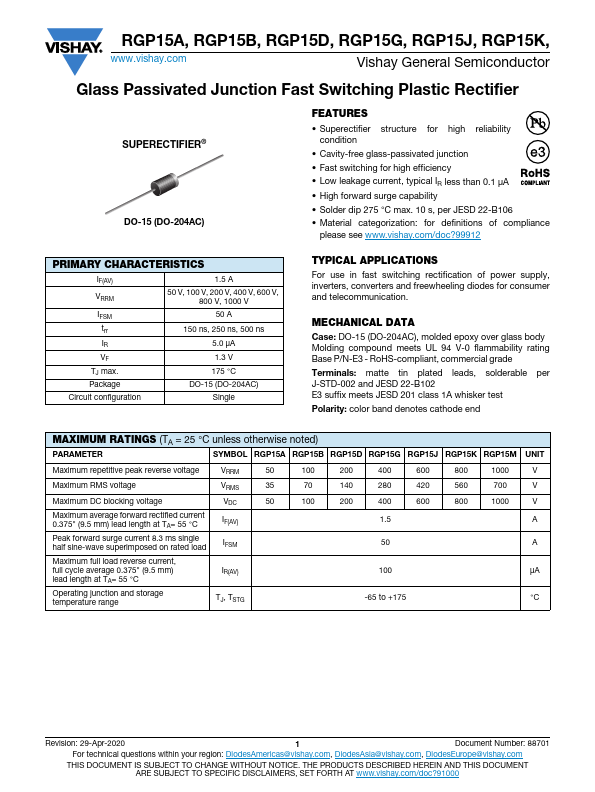 RGP15J Datasheet PDF - Datasheet4U.com