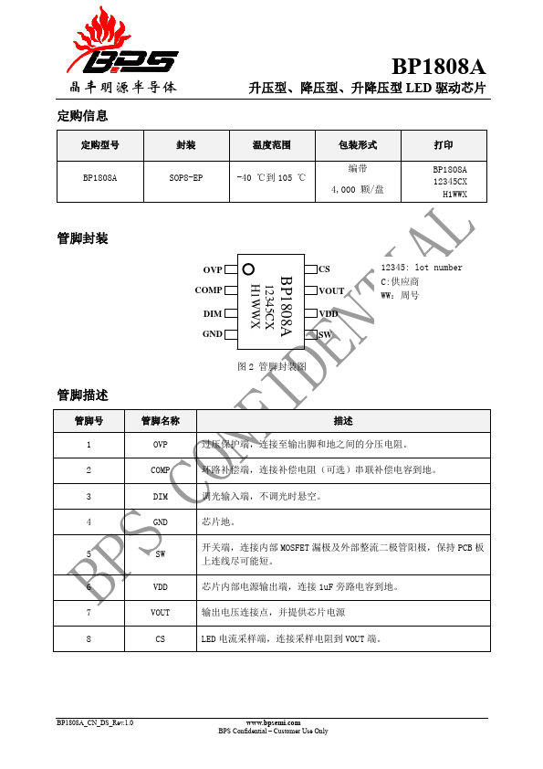 BP1808A datasheet, driver equivalent, BPS